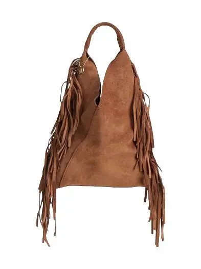 LAURA DI MAGGIO Leather Hobo Bag With Fringe - Brown