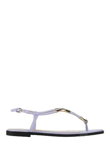 SERGIO ROSSI Leather Thong Sandals With Metal Appliqués - Purple