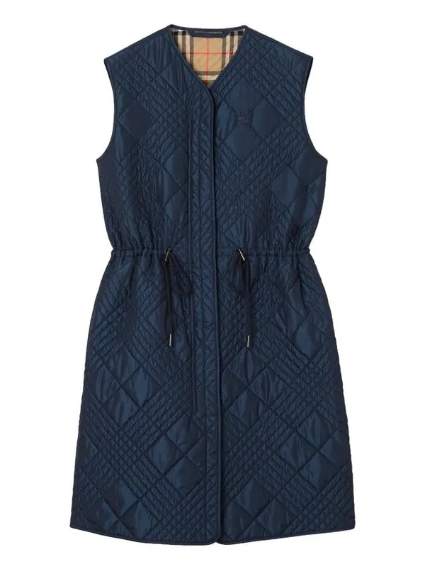 Burberry Micro Check-stitch Nylon Blend Gilet - Silhouette Blue