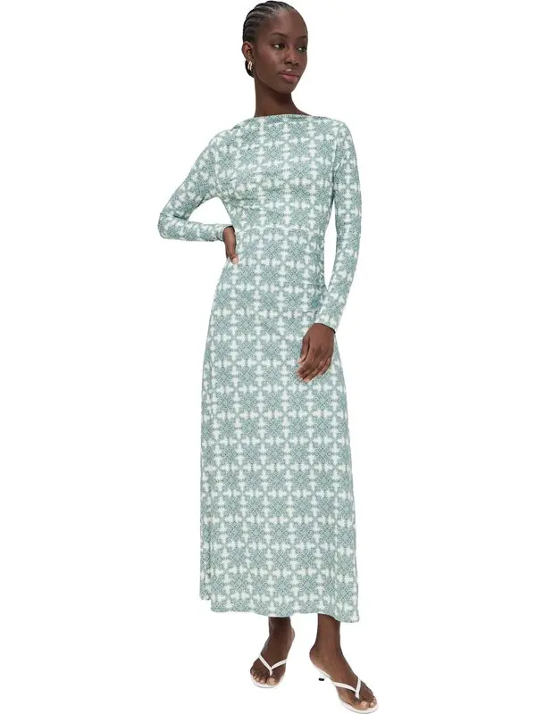 Hill House Home The Selene Maxi Dress - Byzantine Tile/blue
