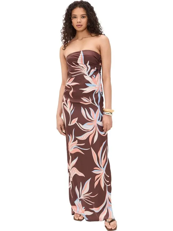 Rococo Sand Tube Ruched Maxi Dress - Brown