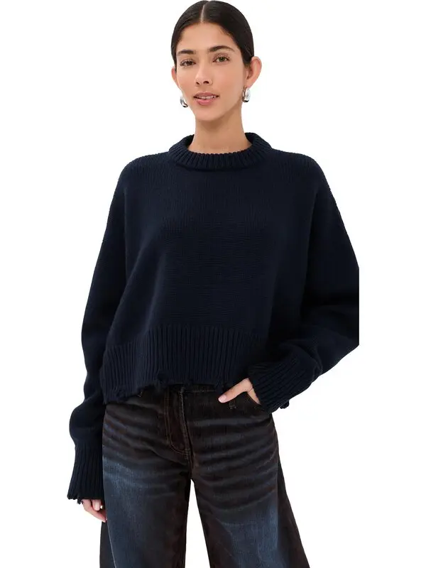 NACKIYE Avalanche Crop Sweater - Midnight Navy Merino
