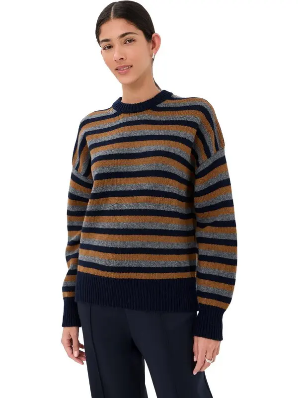 Daughter Balla Slouch Crewneck Sweater - Navy/vicuna/derby Grey