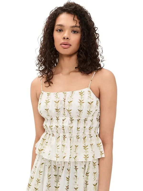 LA MAREGOLD Beatrice Floral Print Top - Lily Of The Valley Print Green