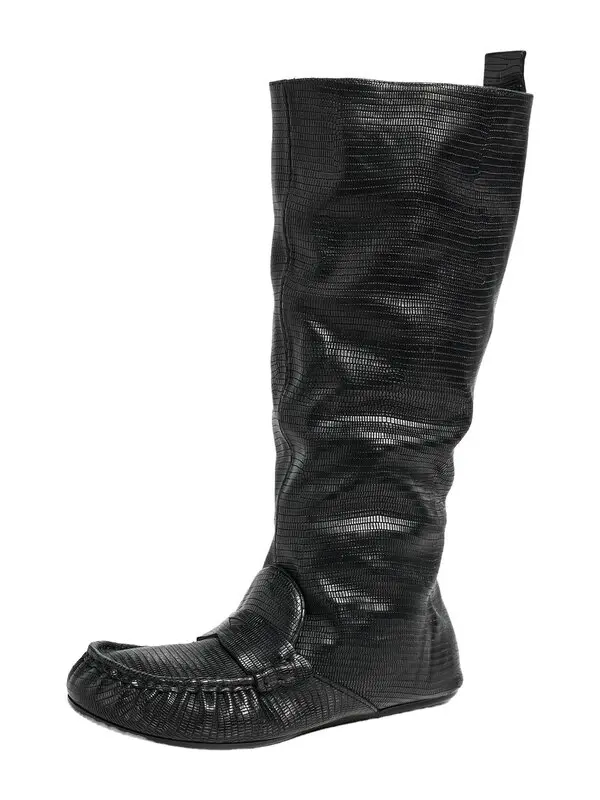 Acne Studios Bojan Slouch Lizard Boots - Black