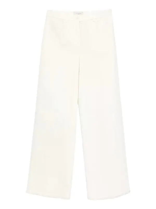 VIA MASINI 80 Frayed Hem Flared Trousers - Neutrals