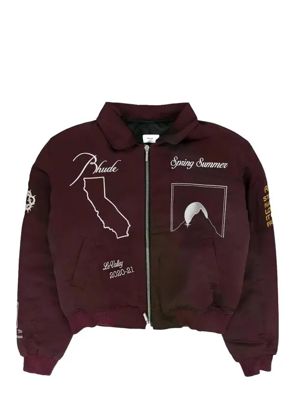 Rhude Embroidered Bomber Jacket - Brown
