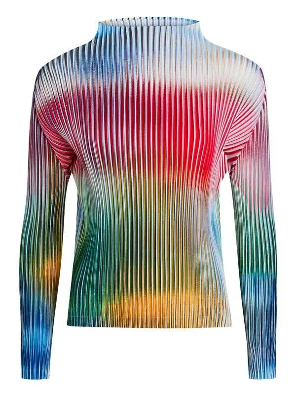 Issey Miyake Pleated Printed Woven Top - Multicoloured