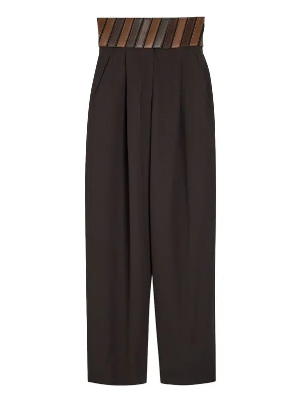 Alaïa Paneled Wool Trousers - Dark Brown