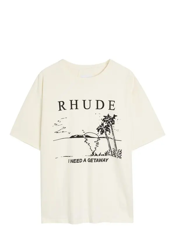 Rhude I Need A Getaway Printed Cotton T-shirt - White