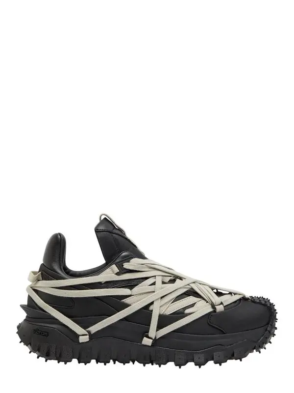 Rick Owens Trailgrip Megalace Leather Sneakers - Black