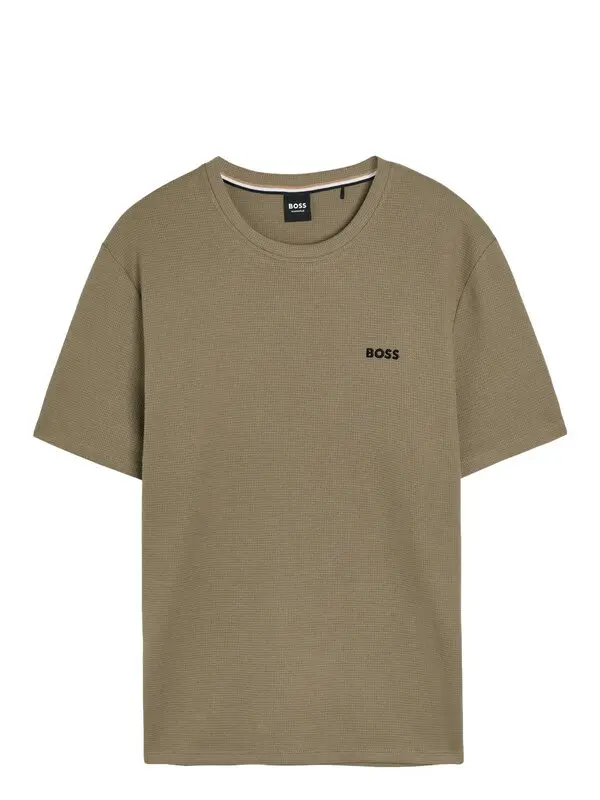 BOSS Waffle Cotton-blend T-shirt - Brown