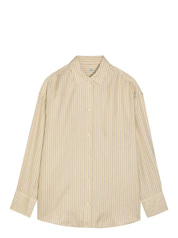 TOTEME Striped Silk Shirt - Beige