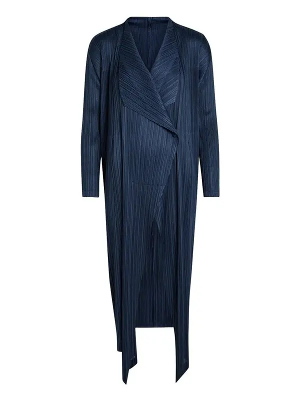 ISSEY MIYAKE PLEATS PLEASE Pleated Woven Coat - Navy