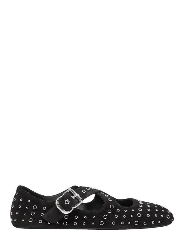 Alaïa Cross-over Suede Ballerina Flats - Black