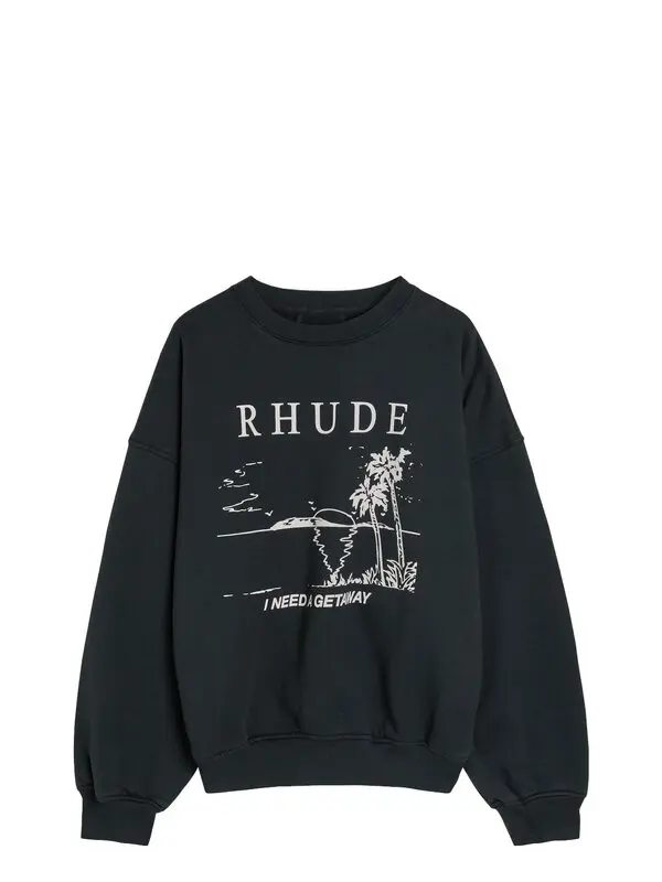 Rhude Printed Cotton Sweatshirt - Black And White