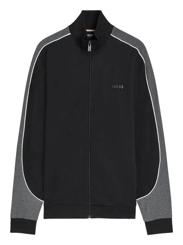 BOSS Logo Panelled Cotton-blend Track Jacket - Black