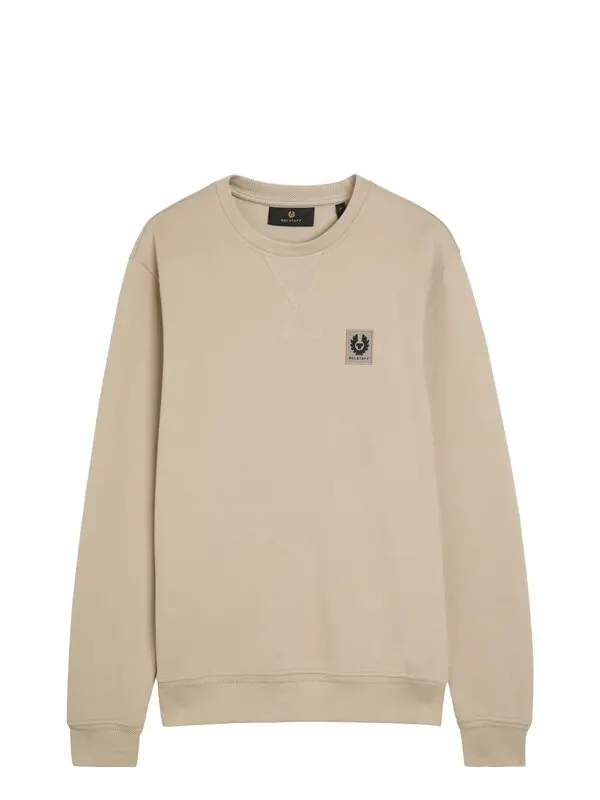 Belstaff Cotton Sweatshirt With Logo Appliqu - Sand