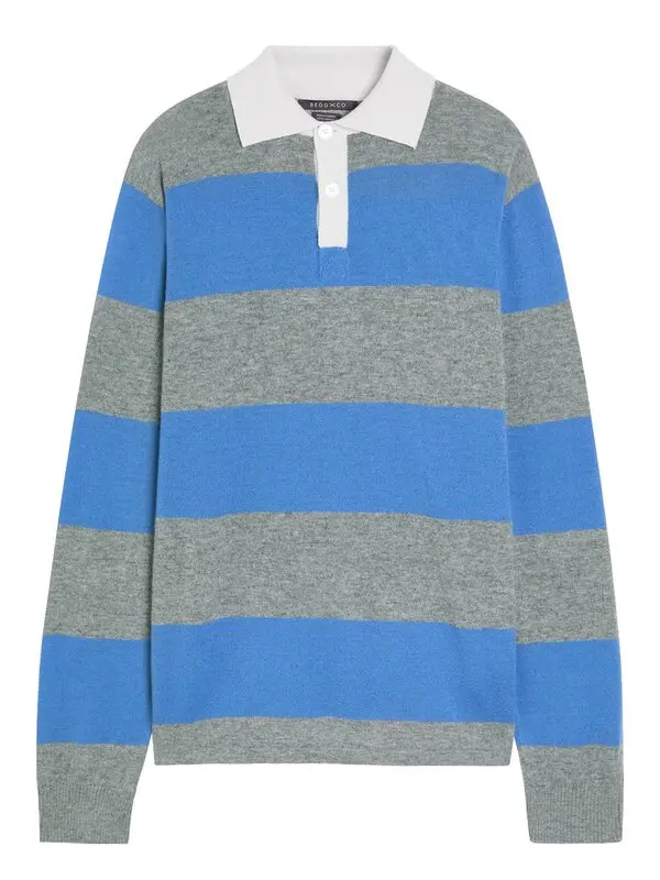 BEGG X CO Striped Cashmere Rugby Top - Grey