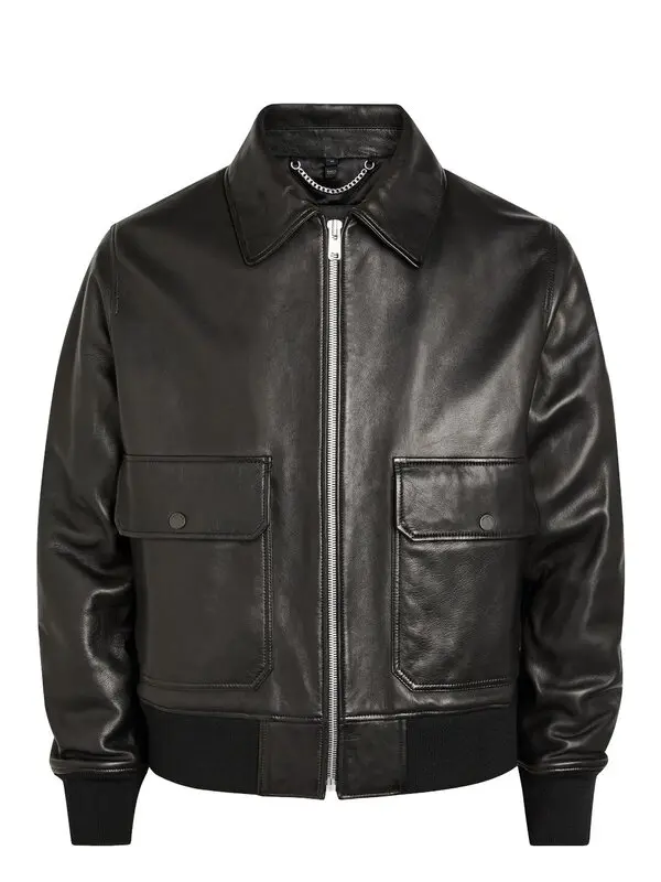 Belstaff Pilot Logo-appliquéd Leather Jacket - Black