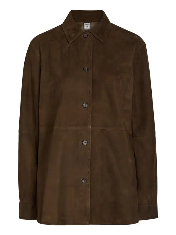 TOTEME Suede Overshirt - Dark Brown