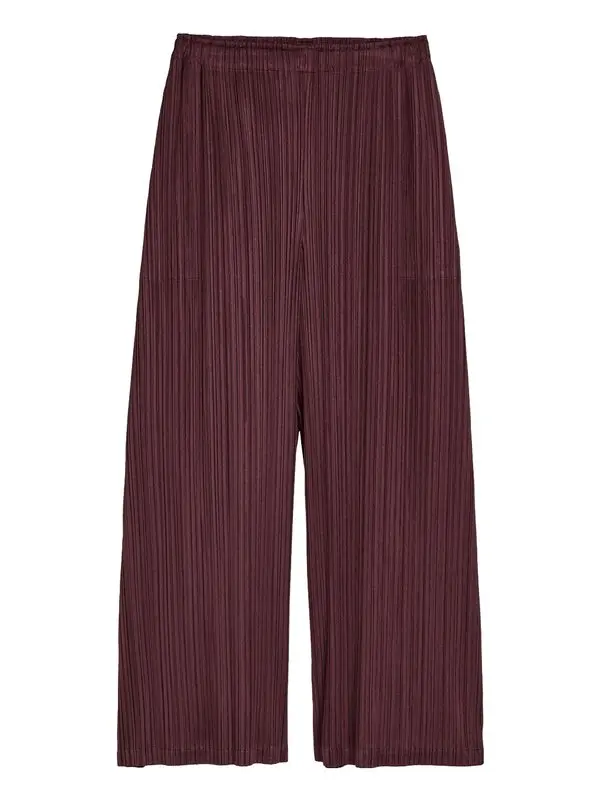 ISSEY MIYAKE PLEATS PLEASE Pleated Wide-leg Trousers - Bordeaux