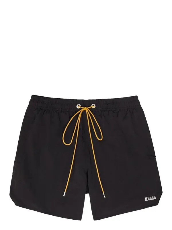 Rhude Logo-embroidered Swim Shorts - Black And White