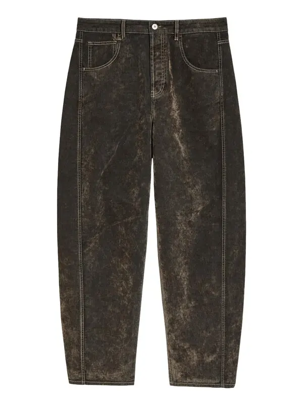 Jacquemus Le De Nîmes Mirada Flocked Barrel-leg Jeans - Khaki