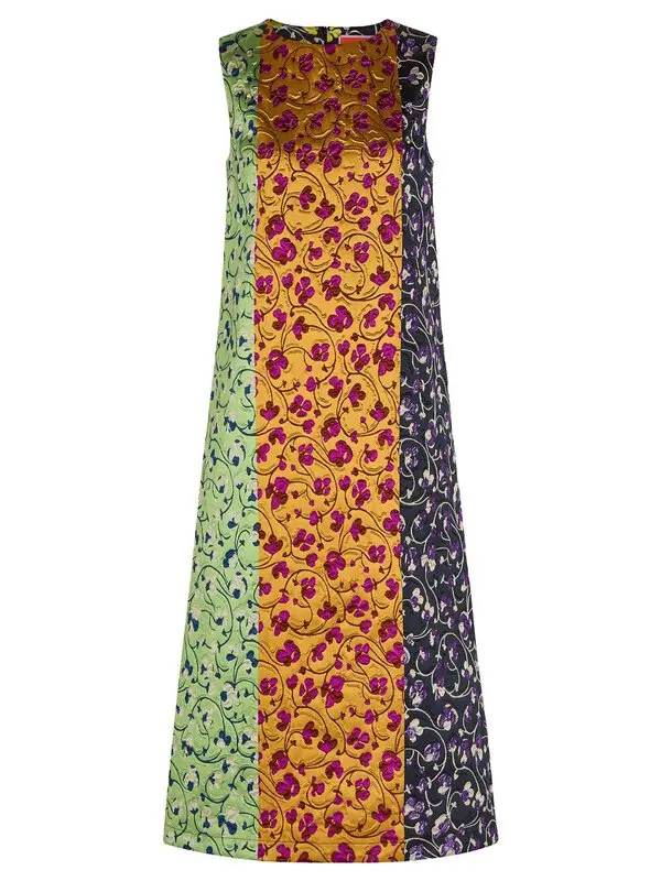 La DoubleJ Floral-jacquard Woven Midi Dress - Yellow
