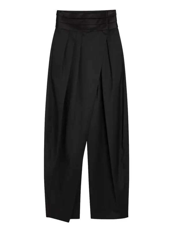 Alaïa Barrel-leg Silk And Stretch-wool Trousers - Black
