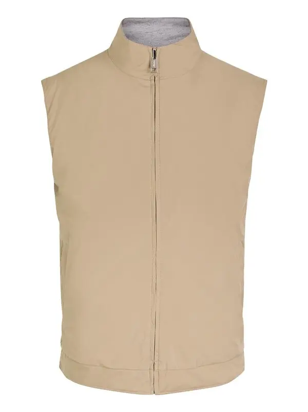 AURELIEN Quilted Reversible Gilet - Beige