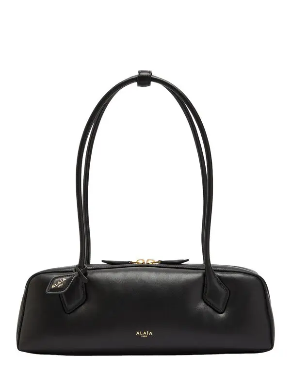 Alaïa Le Teckel Medium Grained Leather Shoulder Bag - Black