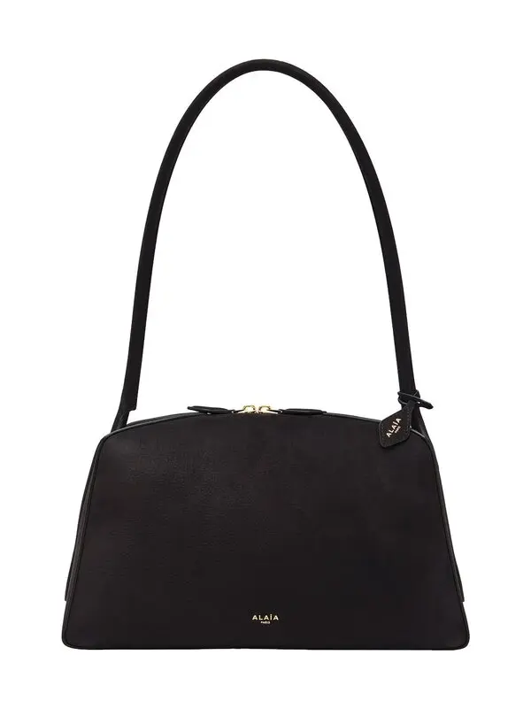 Alaïa Le Bulldog Grained Nubuck Shoulder Bag - Black