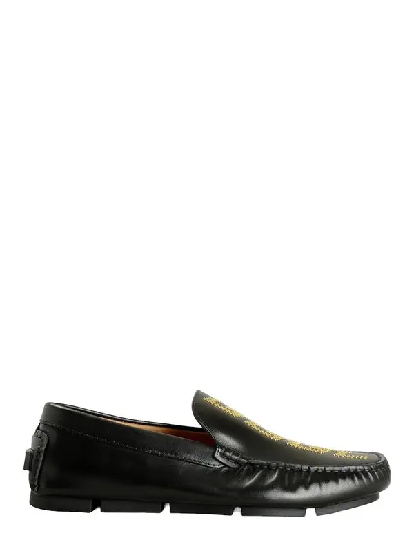 Versace Greca Driver Moccasins Loafers - Black