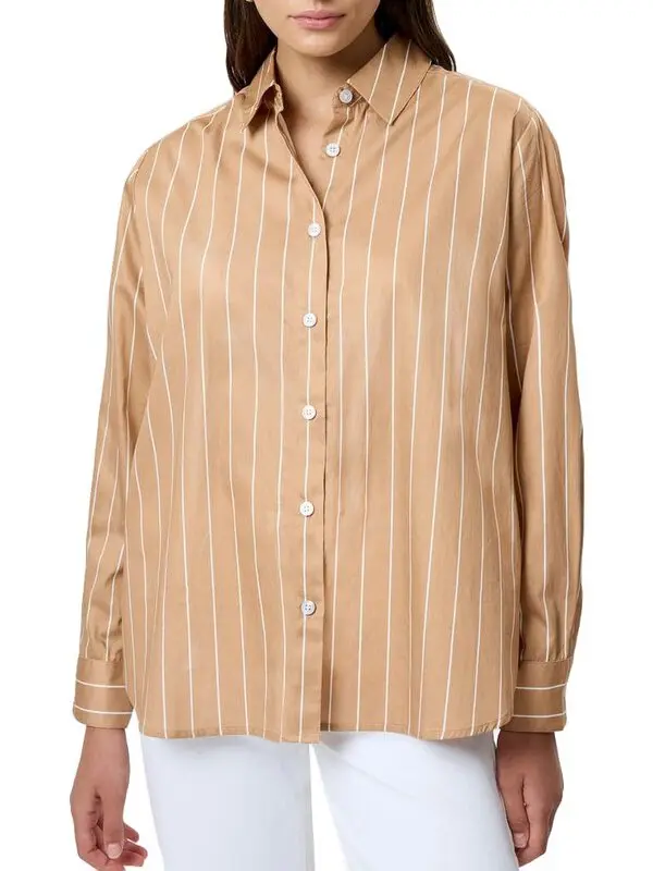 French Connection Alexis Stripe Cotton Poplin Shirt - 20-macchiato