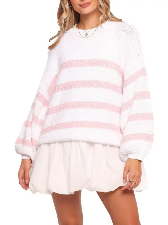 PETAL & PUP Darcey Oversize Stripe Sweater - Pink Stripe
