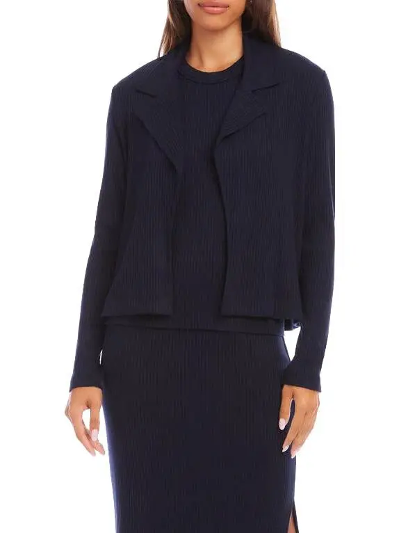 Karen Kane Notch Lapel Rib Jacket - Navy