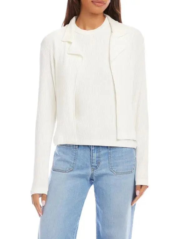 Karen Kane Notch Lapel Rib Jacket - Off White