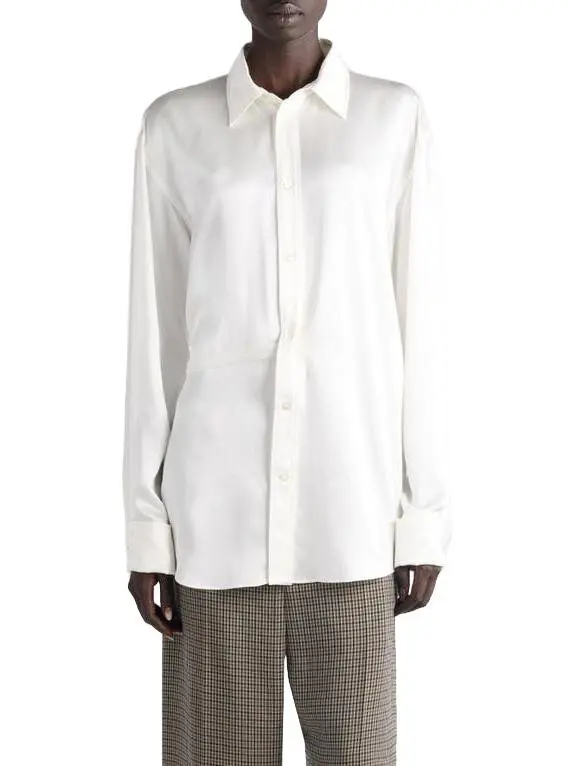 Balenciaga Silk Blend Wrap Shirt - 9002 Ivory