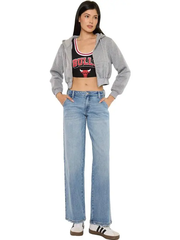 KANCAN Mid Rise Wide Leg Trouser Jeans - Medium Wash