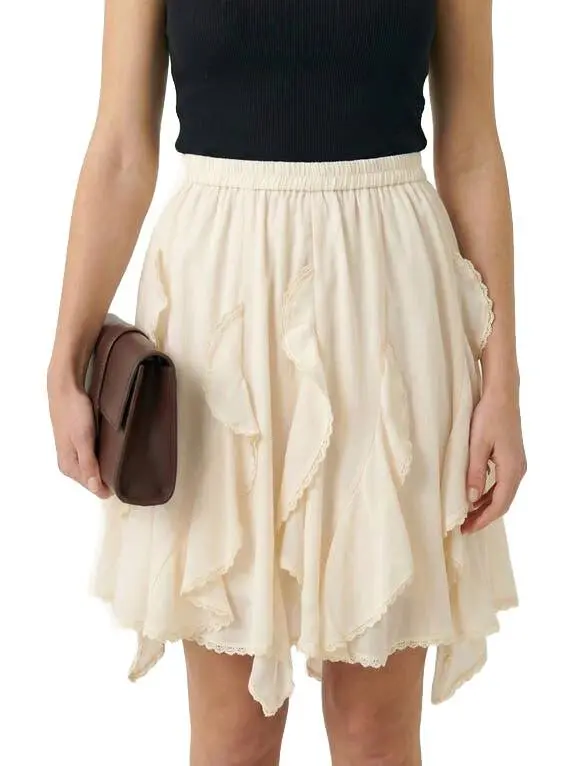 MODENAIRE Tiered Ruffle Mini Skirt - Off-white