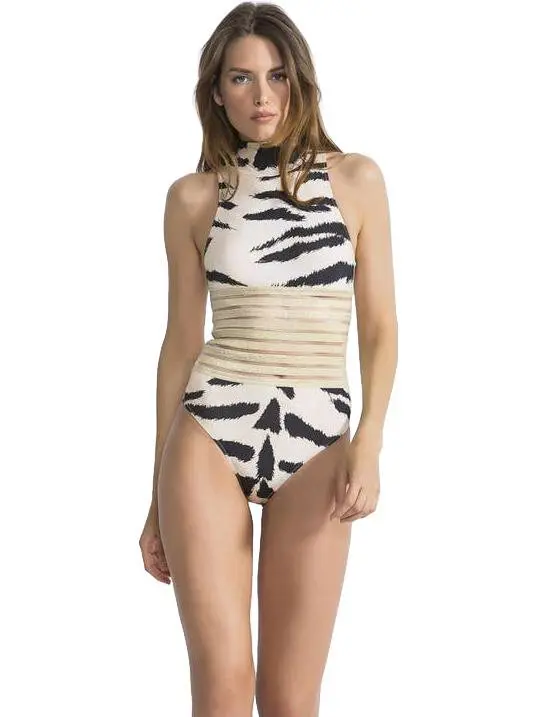 NESSI BYRD The Sahara Glamour Metallic-band One-piece Swimsuit - White