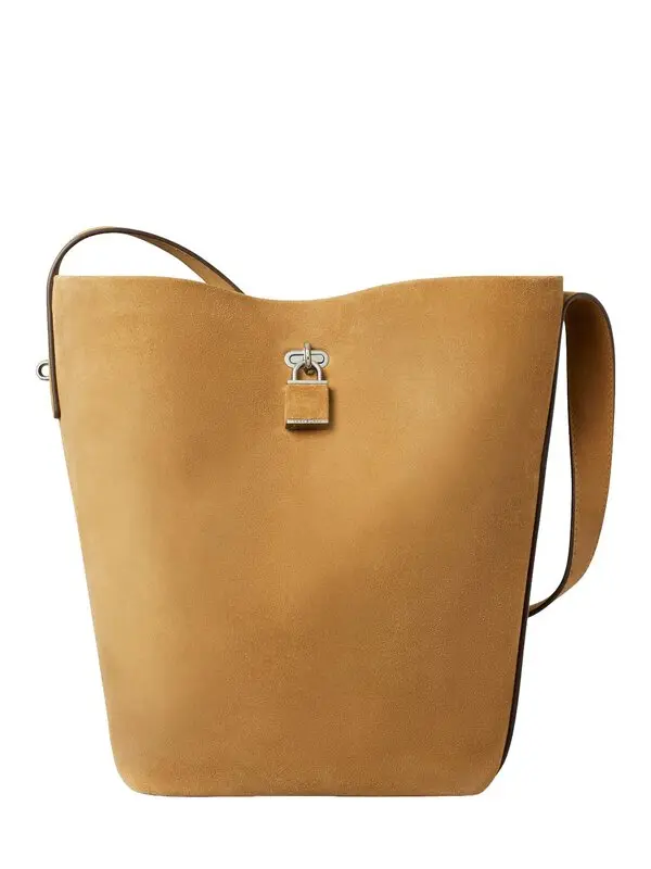 Tory Burch Slim Lock Suede Bucket Bag - Toffee