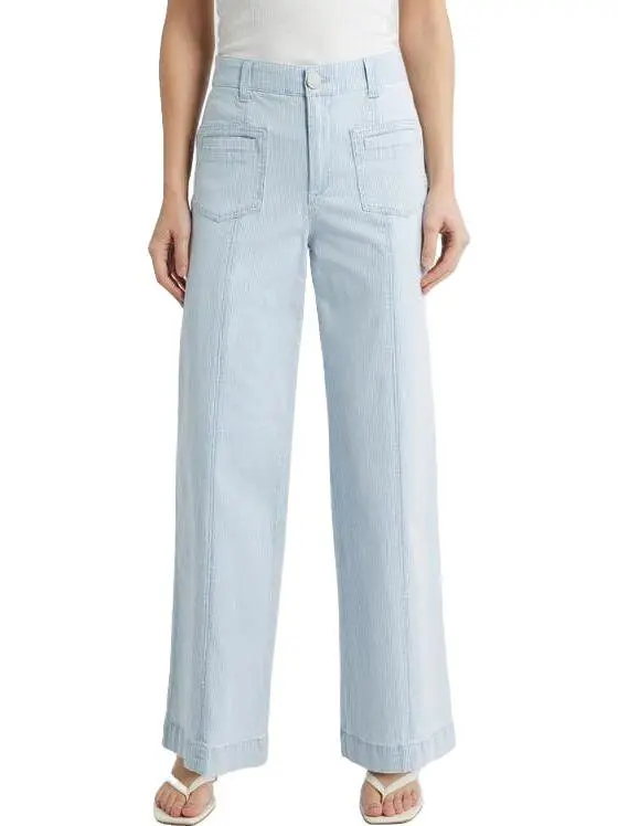 Wit & Wisdom Skyrise Stripe Patch Pocket Wide Leg Pants - Powder Blue