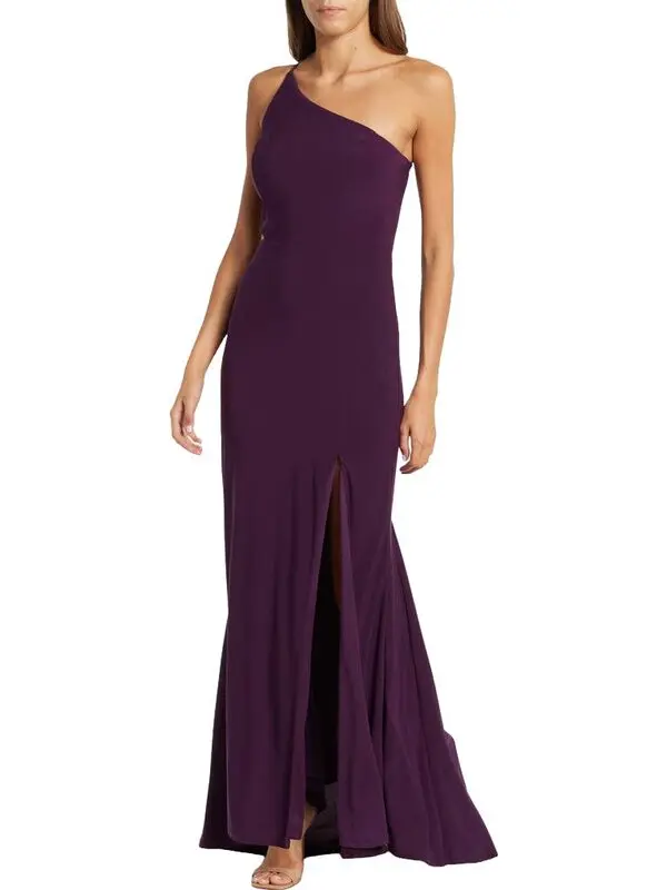 JUMP APPAREL One-shoulder Cutout Gown - Eggplant
