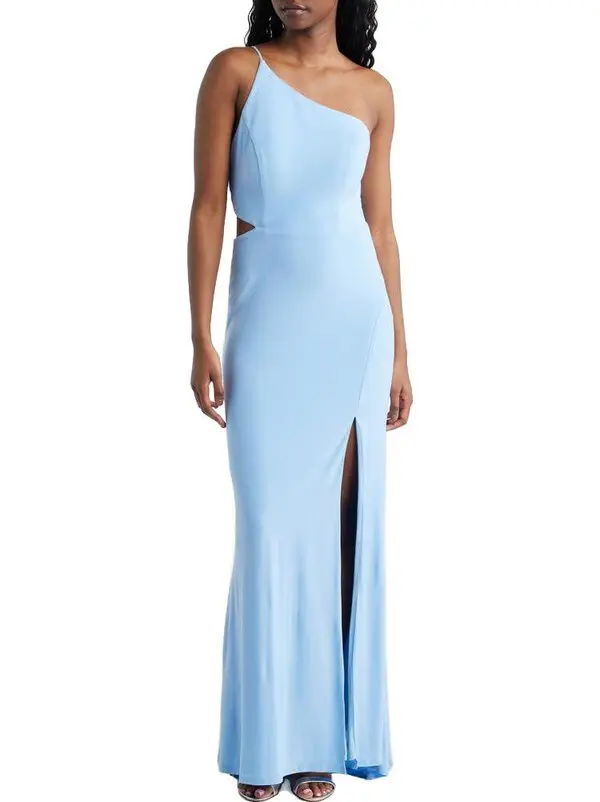 JUMP APPAREL One-shoulder Cutout Gown - Light Blue