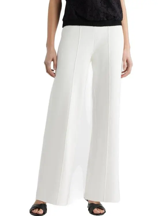 TAHARI ASL Wide-leg Sweater Pants - Ivory