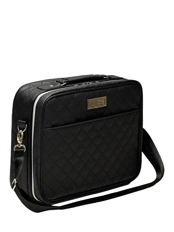 ILIOS LIGHTING Quilted Faux Leather Travel Makeup Case - Black