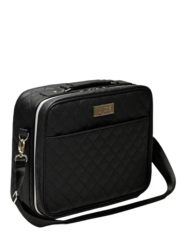 ILIOS LIGHTING Deluxe Quilted Faux Leather Travel Makeup Case - Black