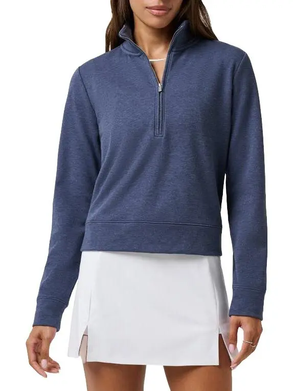 Travis Mathew Cloud Half Zip Pullover - Heather Navy Blazer